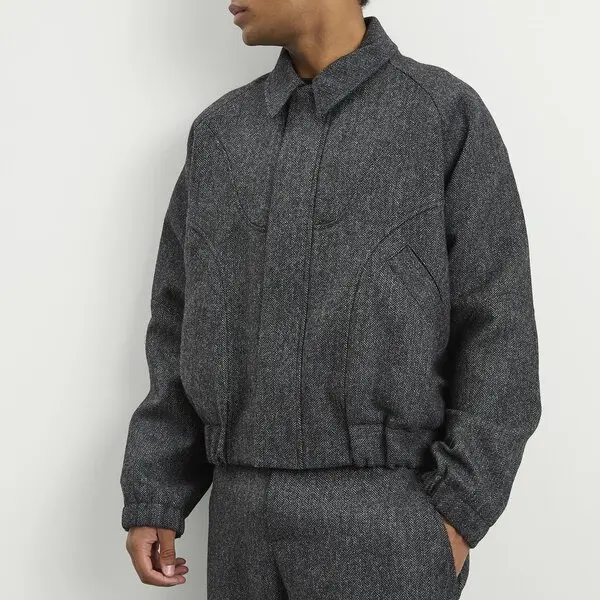 Sage Nation Wool Jiji Jacket - Dark Grey Herringbone | Editorialist